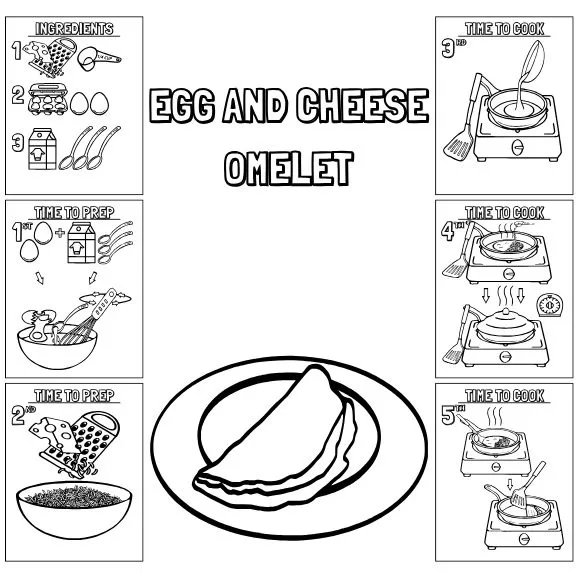 Egg and Cheese Omelet: 11-Page Recipe for Kids
